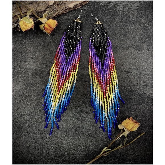 Jewelry | Boho Rainbow Bead Long Drop Earrings | Poshmark